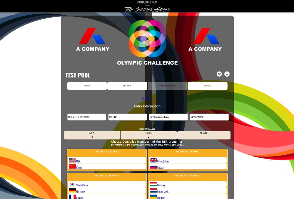 Summer Olympics Challenge Contest Manager